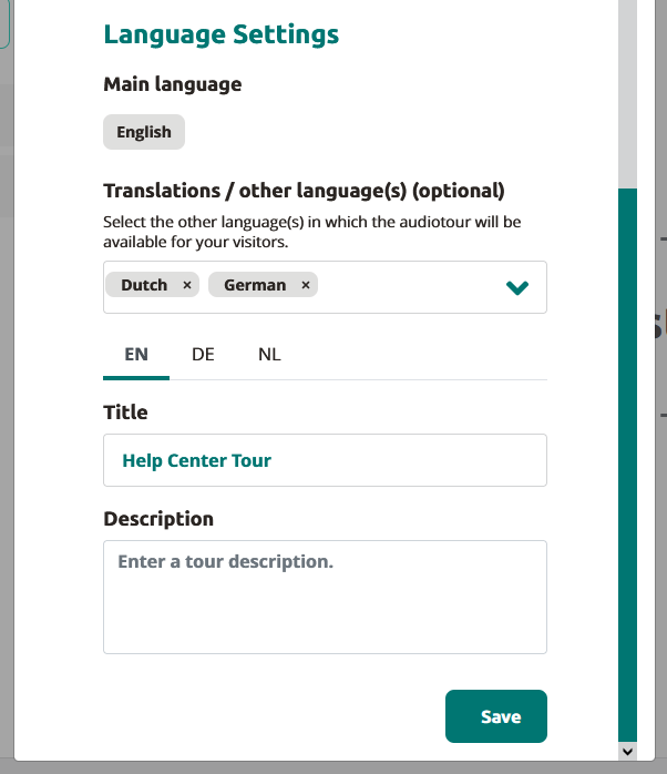 Adjusting tour settings